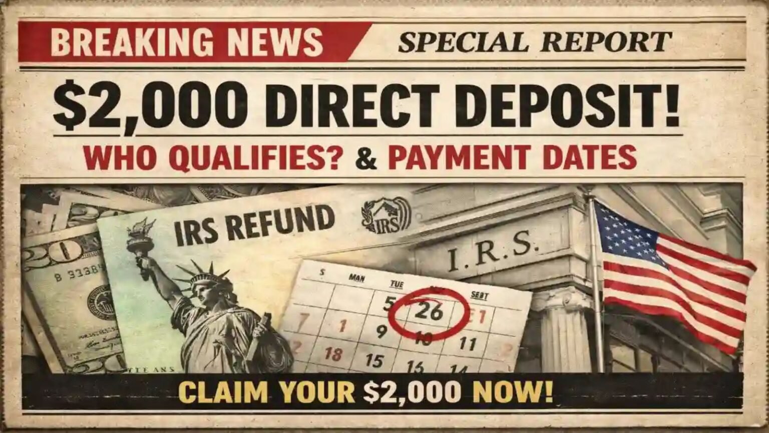 $2,000 IRS Direct Deposit 2026: Check Eligibility, Payment Dates and ...
